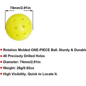 TIANYOU Outdoor Pickleball Rotation Molded ONE-Piece Pickle Ball 40 Holes Pickleball Balls 6 Pack