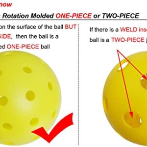 TIANYOU Outdoor Pickleball Rotation Molded ONE-Piece Pickle Ball 40 Holes Pickleball Balls 6 Pack