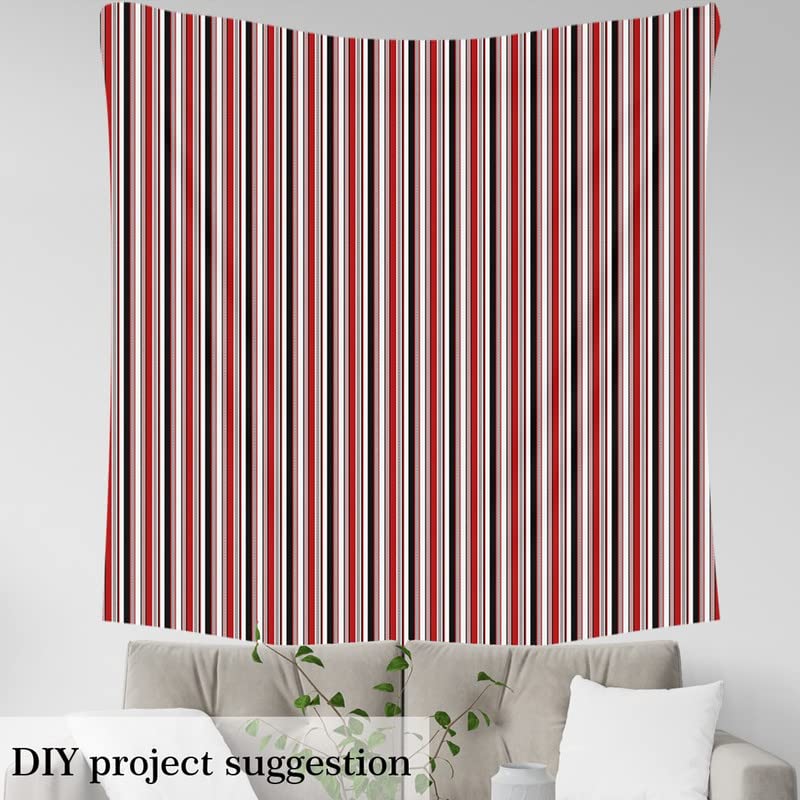 Feelyou Geometric Stripes Fabric by The Yard, Black Red Retro Simple Style Upholstery Fabric for Chairs, Abstract Striped Lines Decorative Waterproof Outdoor Fabric, 2 Yards, White