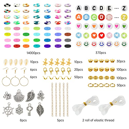 Gugull 14760pcs Clay Beads for Bracelet Making kit 56 Color Flat Heishi Beads for Jewelry Making