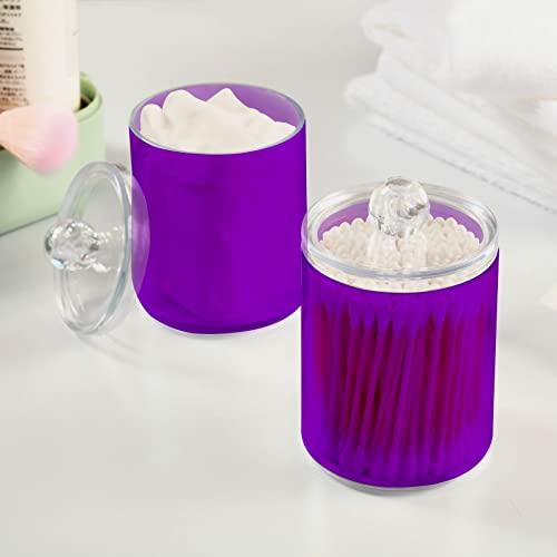 Carlonge Purple Qtip Holder Dispenser for Cotton Ball,Bathroom Organizers and Storage Containers,Plastic Jars with Lid Apothecary Jar for Cotton Swabs Pads 4 YIXIN21