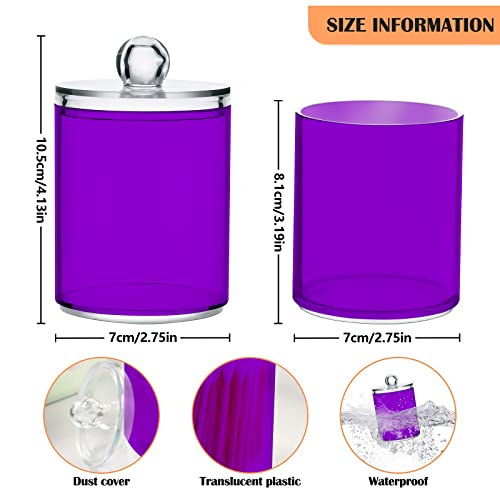 Carlonge Purple Qtip Holder Dispenser for Cotton Ball,Bathroom Organizers and Storage Containers,Plastic Jars with Lid Apothecary Jar for Cotton Swabs Pads 4 YIXIN21