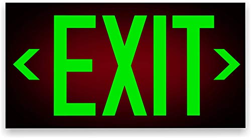 Photoluminescent Exit Sign Red - Pack of 2 - Aluminum - UL 924 Code Approved/IBC/NFPA 101 / NightBright USA Part Number ULR-050 II