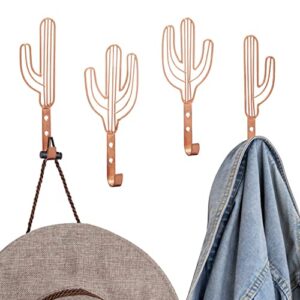 mygift wall mounted decorative copper-tone metal entryway coat hooks saguaro cactus shaped hanging novelty hooks, southwest style home decor, set of 4