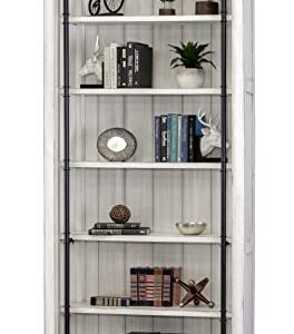 Martin Furniture Avondale 8' Tall Bookcase Wall with Ladder, Storage Organizer, Display Shelf for Office, White