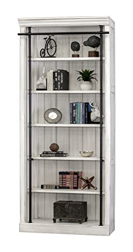 Martin Furniture Avondale 8' Tall Bookcase Wall with Ladder, Storage Organizer, Display Shelf for Office, White