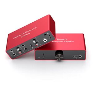 wrugste hi-fi headphone amplifier and preamp stereo earphone amp plug and play with bal/rca input 3.5mm/6.35mm output give earbuds earphones and headphones extra boost and control