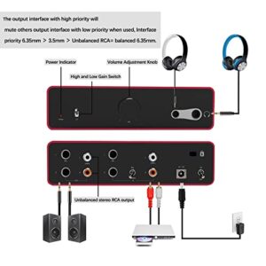 Wrugste Hi-Fi Headphone Amplifier and Preamp Stereo Earphone Amp Plug and Play with BAL/RCA Input 3.5mm/6.35mm Output Give Earbuds Earphones and Headphones Extra Boost and Control