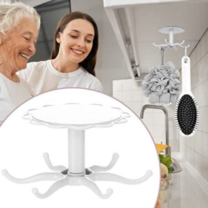 GILIGEGE 360 De Gree Rotatable Hook Six Cl Aw Kitchen Storage Wall Hanging Punching Seamless Hanger Strong Glue Hook Bottle Drying Mat (White, One Size)