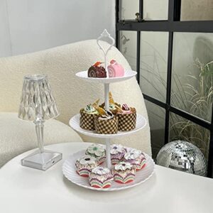 Plastic Cupcake Stands, 3 Tier Cupcake Stand, Dessert Tower Tray for Tea Party, Baby Shower and Wedding (2 Pack, Shell Style)