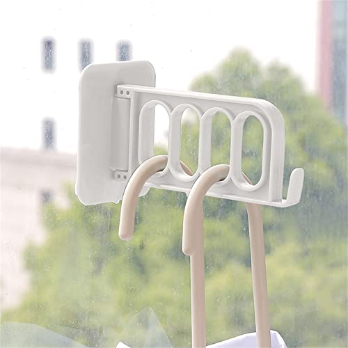 GILIGEGE Multi Functional Folding Sticky Hook Seamless Sticker Plastic Hanger Hook Wall Mounted Clothes Storage Hanger Extra Large Dish Drying Rack for and Pans (White, One Size)