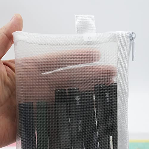 WOLUNSI Zipper Pouch A4 A5 A6 Size Mesh Zipper Bags Clear Zipper Pouch Small Organizer Bag Zipper Folder Bag Cosmetic Bags Travel Storage Bags