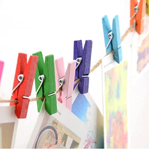 Colorful Wood Clothespins Color Wooden Clothes Pins Photo Paper Peg Pin Craft Clips 2.9",24pcs (Green) (Hot Pink)