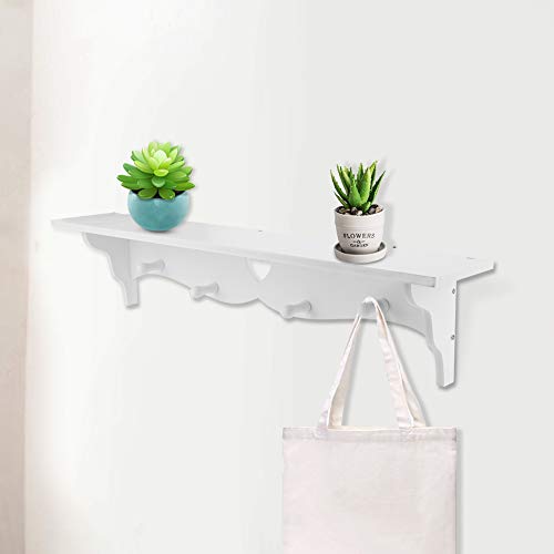 Alvinlite Wall Shelf, White Shelf, Coat Rack Hook Wall Decoration Hollow Wall Shelf Hanger Hook Coat Rack