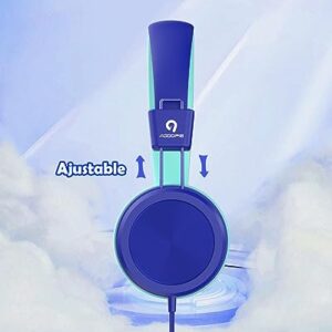 ADOOPE Kids Headphones Wired Kids Headphones for School/Travel/Home, Kindle, Mac, Tablet, iPad, 3.5mm Headphone Jack, Blue Kids Headphones with Microphone