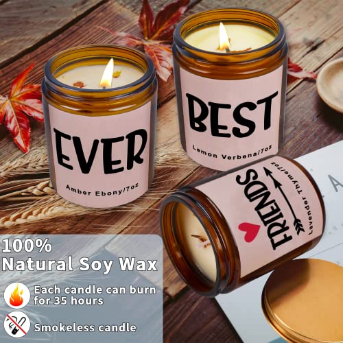 Best Friend Birthday Gifts for Women Girls, Christmas Thanksgiving Birthday Gifts for Friends Female, Pretty Best Friend Ever Scented Candles Gifts Set (3 Pack, 7 Oz)