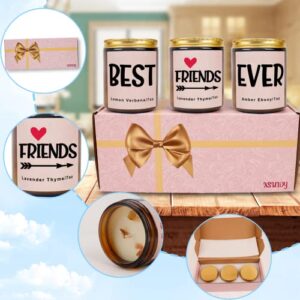 Best Friend Birthday Gifts for Women Girls, Christmas Thanksgiving Birthday Gifts for Friends Female, Pretty Best Friend Ever Scented Candles Gifts Set (3 Pack, 7 Oz)