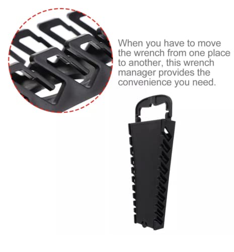 Xtreme Universal 12-Tool Wrench Holder/Organizer for Mechanics, Conforming Slots, Handle for Carrying or Hanging Garage Storage, Black