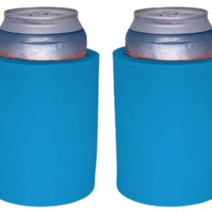 Blank Thick Foam Old School Can Cooler (2 Pack, Neon Blue)