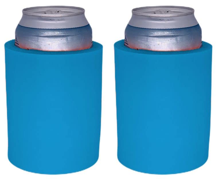 Blank Thick Foam Old School Can Cooler (2 Pack, Neon Blue)