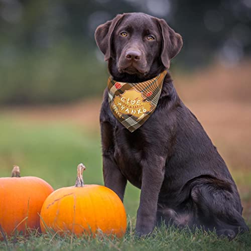 Chngeary Thanksgiving Dog Bandana(2 Pack),New Plaid Style Fall Dog Bandana with Turkey and Maple Leaf Pattern Dog Bandana for Small Medium Large Dogs Accessories Triangle Dog Thanksgiving Scarf…