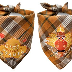 Chngeary Thanksgiving Dog Bandana(2 Pack),New Plaid Style Fall Dog Bandana with Turkey and Maple Leaf Pattern Dog Bandana for Small Medium Large Dogs Accessories Triangle Dog Thanksgiving Scarf…