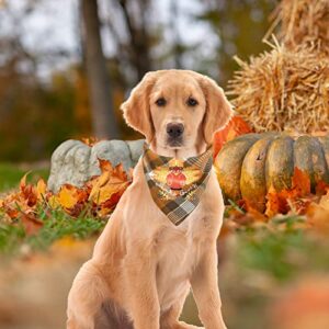 Chngeary Thanksgiving Dog Bandana(2 Pack),New Plaid Style Fall Dog Bandana with Turkey and Maple Leaf Pattern Dog Bandana for Small Medium Large Dogs Accessories Triangle Dog Thanksgiving Scarf…