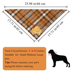 Chngeary Thanksgiving Dog Bandana(2 Pack),New Plaid Style Fall Dog Bandana with Turkey and Maple Leaf Pattern Dog Bandana for Small Medium Large Dogs Accessories Triangle Dog Thanksgiving Scarf…