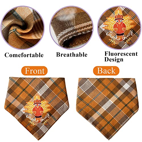 Chngeary Thanksgiving Dog Bandana(2 Pack),New Plaid Style Fall Dog Bandana with Turkey and Maple Leaf Pattern Dog Bandana for Small Medium Large Dogs Accessories Triangle Dog Thanksgiving Scarf…