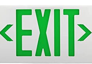 JW LIGHTING LED Exit Signs with Emergency Lights, Double Sided Adjustable LED Emergency Combo Light with Backup Battery, Hard Wired, Commercial Grade, 120-277V, Fire Resistant (UL 924) Green 6 Pack