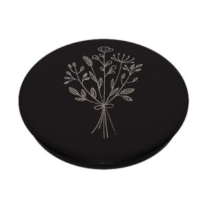 Taupe - Wildflower Floral Flower Design PopSockets Swappable PopGrip