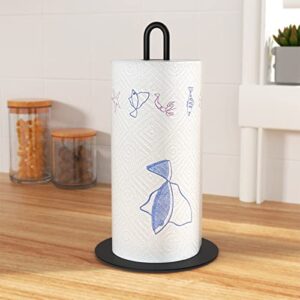 Black Paper Towel Holder Countertop, Farmhouse Paper Towel Holder Stand for Kitchen and Bathroom Organization and Storage, Paper Towel Roll Holder with Non-Slip Base for Standard and Large Size Rolls