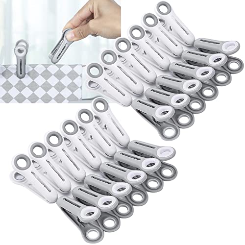 PATMOSEAL Plastic Clothes Pins Heavy Duty Outdoor for Hanging Clothes, Soft Touch Clothespins Stains-Proof for Reducing Clothing Wear (24Pcs)