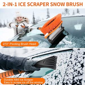 Mionyl 3in1 Car Snow Ice Scraper and Brush for Car SUV Trucks, 1x Heavy Duty 43” Extendable Snow Cleaning Brush Squeegee Broom, 1x Scratch Free Ice Snow Scraper for Car Windshield, 1x Ice Snow Shovel