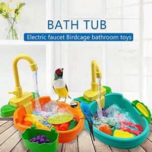 PKHOUHYI Bird Bathtub Pool for Shower, Parrot Bird Bathtub Pool, Automatic Bird Bathtub Pet Bath Pool with Faucet,Parrot Birds Shower Bathing Tubs for Bird,Cockatiel Birds Green Bird Baths