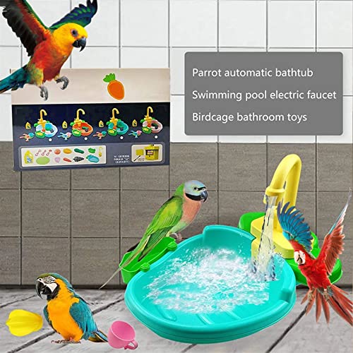 PKHOUHYI Bird Bathtub Pool for Shower, Parrot Bird Bathtub Pool, Automatic Bird Bathtub Pet Bath Pool with Faucet,Parrot Birds Shower Bathing Tubs for Bird,Cockatiel Birds Green Bird Baths