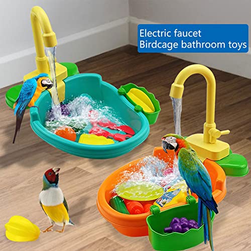 PKHOUHYI Bird Bathtub Pool for Shower, Parrot Bird Bathtub Pool, Automatic Bird Bathtub Pet Bath Pool with Faucet,Parrot Birds Shower Bathing Tubs for Bird,Cockatiel Birds Green Bird Baths