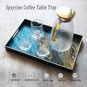 Spsyrine Serving Tray, Marble Decorative Tray Plastic Rectangular Coffee Table Tray for Living Room, Storage, Kitchen, Ottoman, Bathroom Decor. 15.6” X 10.2" LJRE