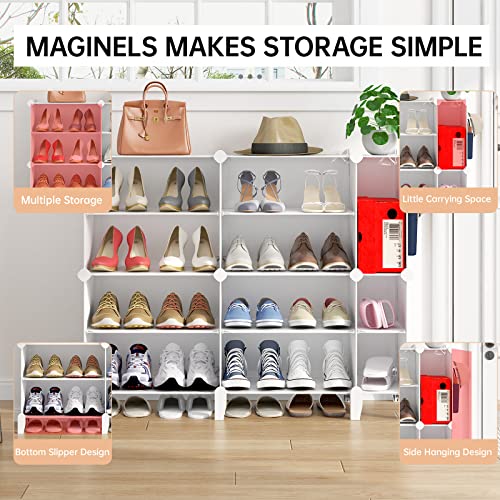 MAGINELS Portable Shoe Rack Plastic Shoe Organizer DIY Shoe Storage Shelf Organizer for Entryway Shoe Cabinet 36 Pairs, White