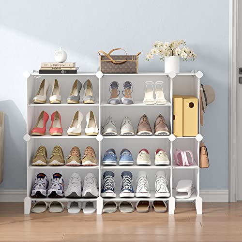 MAGINELS Portable Shoe Rack Plastic Shoe Organizer DIY Shoe Storage Shelf Organizer for Entryway Shoe Cabinet 36 Pairs, White