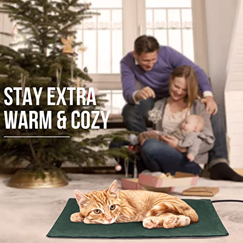 Arblina Pet Heating Pad Temperature-Adjustable with 6 Modes & Timer Dog Cat Heating Pad,Christmas Green Flame Resistant Indoor Electric Mat with Chew Resistant Cord and Auto Power-Off (S:16" x 18")