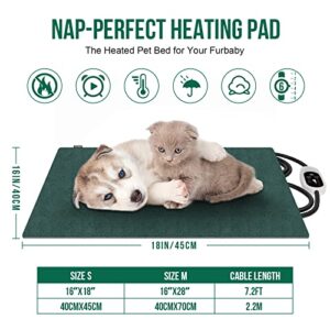 Arblina Pet Heating Pad Temperature-Adjustable with 6 Modes & Timer Dog Cat Heating Pad,Christmas Green Flame Resistant Indoor Electric Mat with Chew Resistant Cord and Auto Power-Off (S:16" x 18")