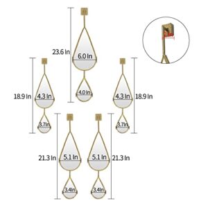 BAODANFU Wall Mirror Decorative Mirrors Mounted Decor Tear Drop Shape Gold for Bedroom Living Room Entryway Bathroom Vanity,5-Pack