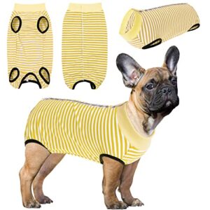 dog recovery suit after surgery, pet surgery recovery suit surgical snugly onesie for small medium dogs, prevent licking dog bodysuit substitute e-collar & cone,yellow s