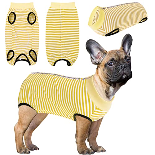 Dog Recovery Suit After Surgery, Pet Surgery Recovery Suit Surgical Snugly Onesie for Small Medium Dogs, Prevent Licking Dog Bodysuit Substitute E-Collar & Cone,Yellow S