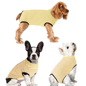 Dog Recovery Suit After Surgery, Pet Surgery Recovery Suit Surgical Snugly Onesie for Small Medium Dogs, Prevent Licking Dog Bodysuit Substitute E-Collar & Cone,Yellow S