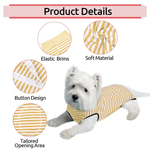 Dog Recovery Suit After Surgery, Pet Surgery Recovery Suit Surgical Snugly Onesie for Small Medium Dogs, Prevent Licking Dog Bodysuit Substitute E-Collar & Cone,Yellow S