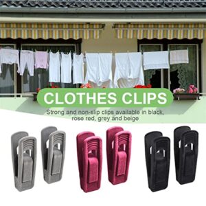 GRETD 20pcs/set Towel Clamp Clothes Clip Beach Coat Drying Racks Non Slip Windproof Trouser Durable Hanger (Color : Black, Size : One size)