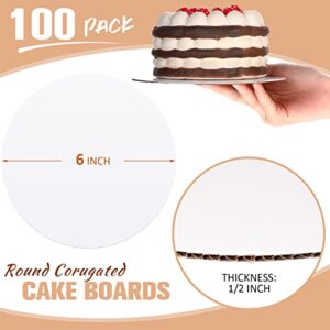 100 Pcs Round White Cake Boards 6 Inches Cardboard Cake Rounds Grease Proof Cake Base Disposable Cardboard Circles Pizza Cake Circles Cake Stands for Cake Pizza Decorating Baking Party Supplies