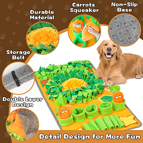 ComSaf Snuffle Mat for Dogs with 2 Squeakers, Large Dog Snuffle Mat Sniff Mat for Slow Eating & Smell Training, Interactive Feed Game for Boredom, Encourages Natural Foraging Skills and Stress Relief